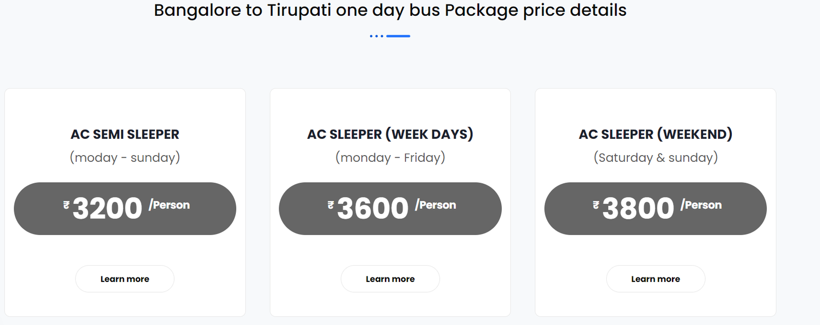 Bangalore to Tirupati One Day Bus Packages